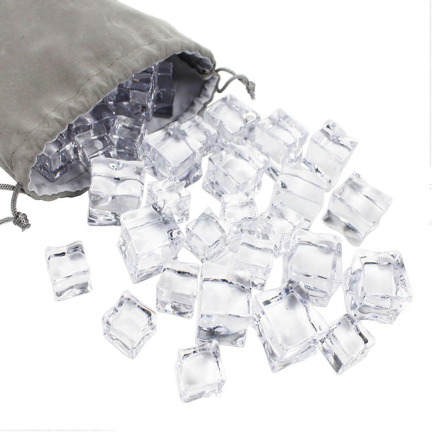 200pcs Acrylic Artificial Ice Cubes Transparent Fake Ice Cubes Diamond ...