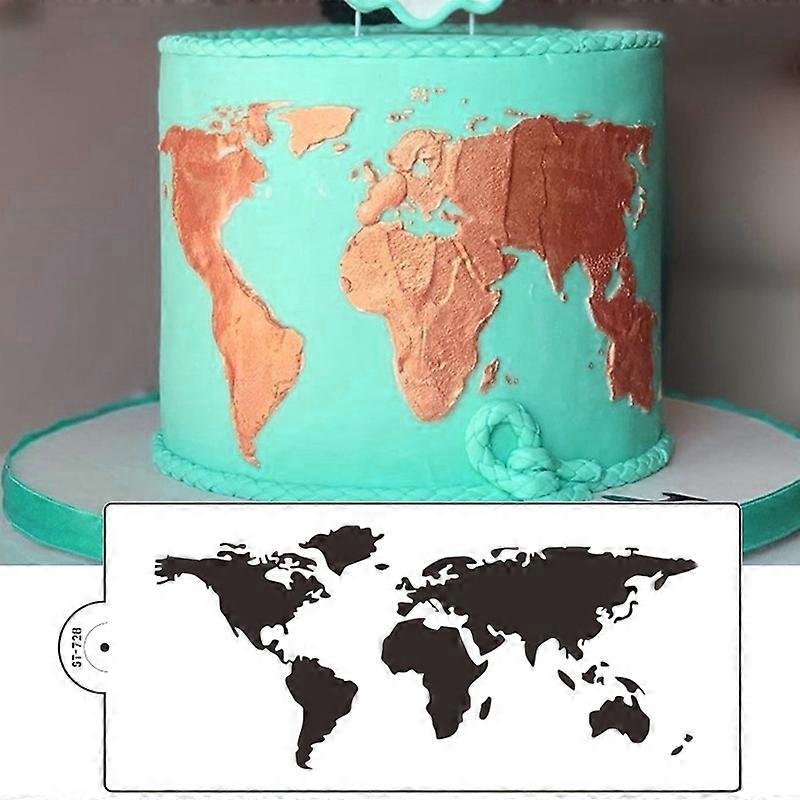 Cake Stencil World Map Pattern Bakeware PET Cookies Fondant Cutting Die ...