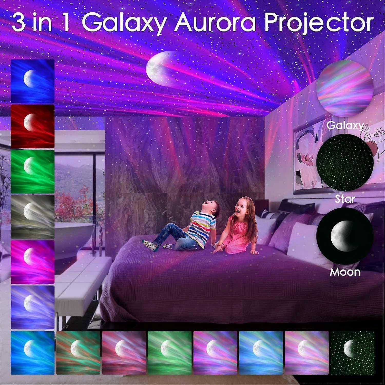 LED Star Projector Night Light, 3 in 1 Aurora Galaxy Projector Sensory ...