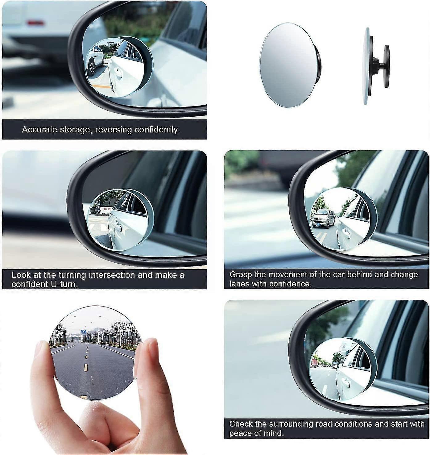 2 Pack Blind Spot Mirrors For Cars - Waterproof 360 Rotating Convex ...