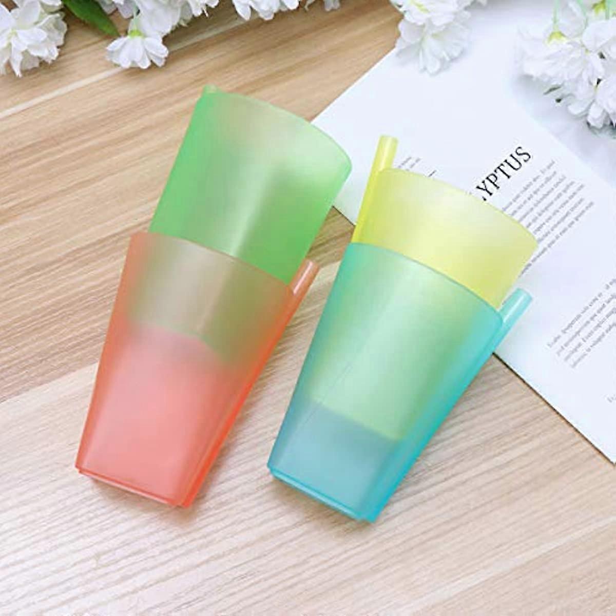 HEALLILY 4pcs Kids Cups with Straws Sippy Cups Toddlers Straw Cups ...