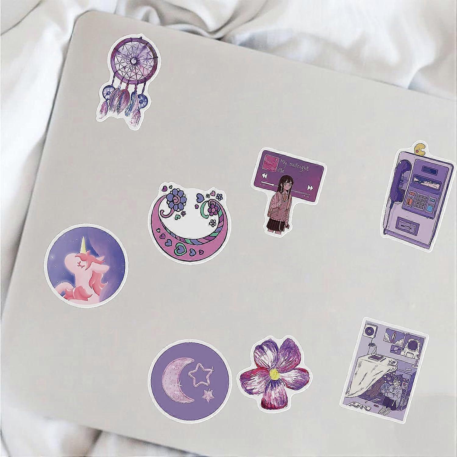 50 PCS Cute Purple Stickers for Water Bottles, Sticker Packs Set, Cute ...