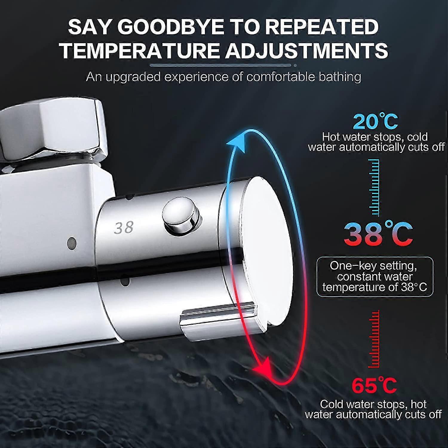 Thermostatic Shower Mixer Faucet,chromed Brass Wall Mount Constant ...