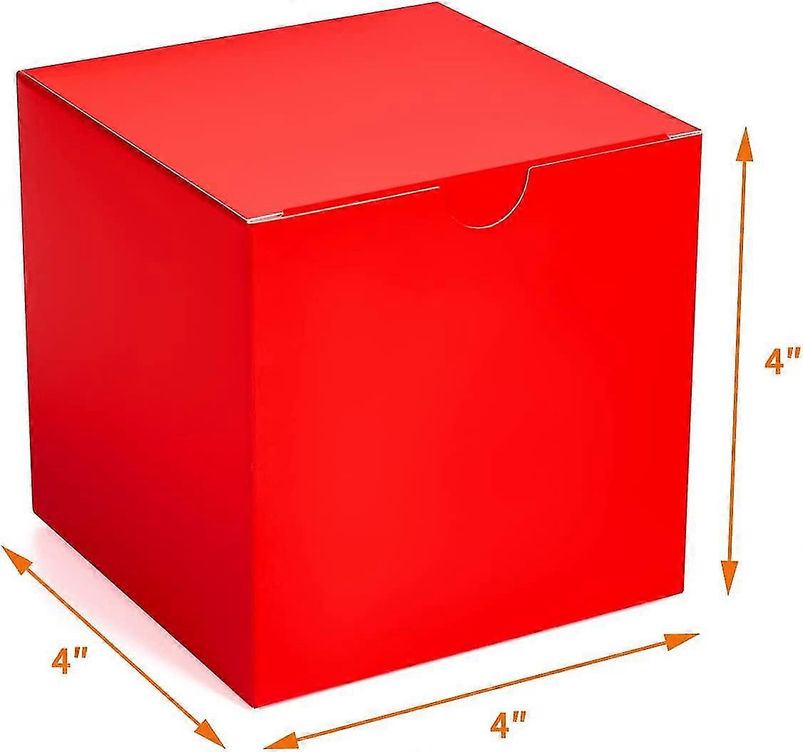 Small Red Gift Box 50 Pack 4x4x4 Inches Fold Box Easy Assemble Paper ...