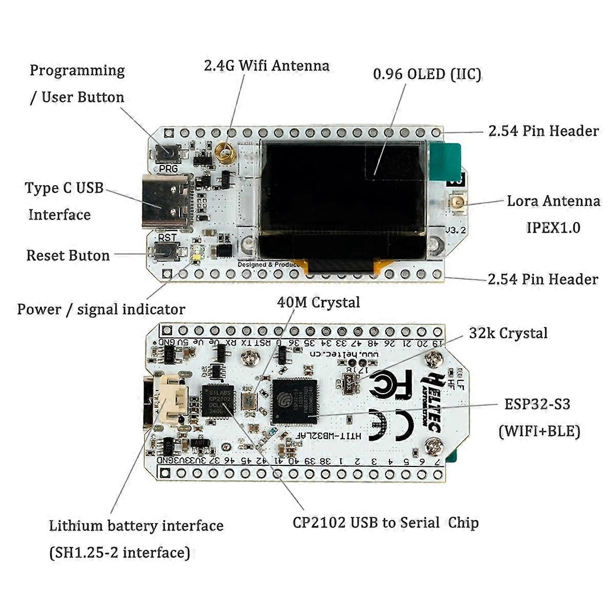 Heltec Meshtastic LoRa32 V3 Development Board 863-928MHZ SX1262 0.96 ...