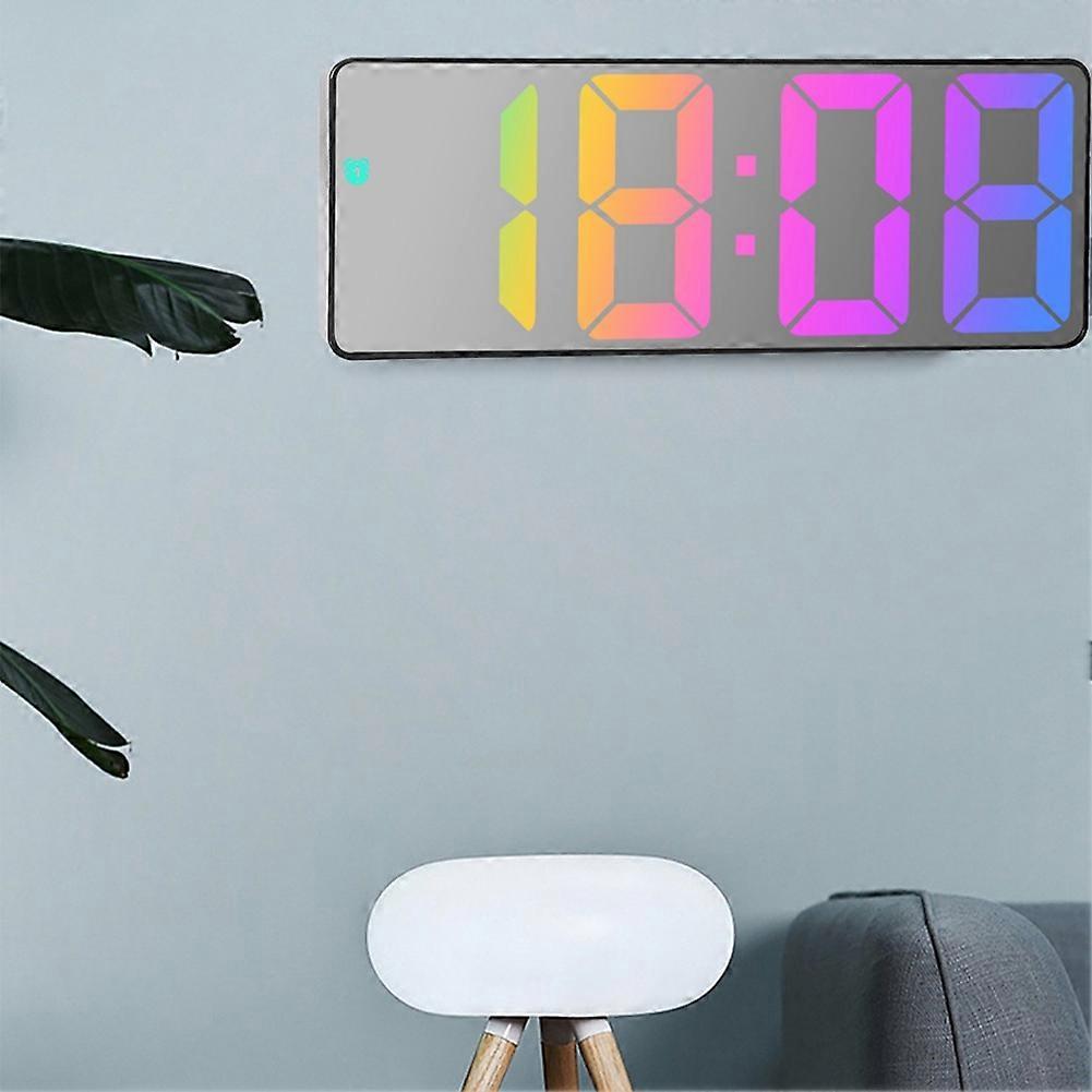 Digital Alarm Clock Colorful LED Screen Display Modern Desktop Clock ...