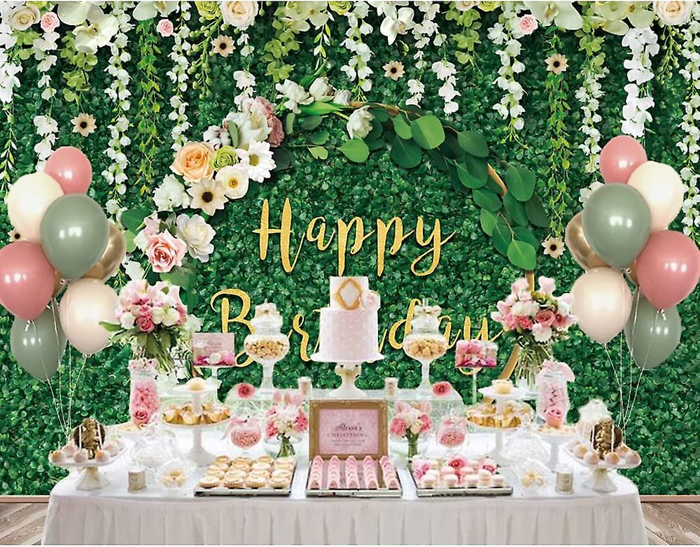 Maijoeyy 7x5ft Green Happy Birthday Backdrop Green Grass Birthday ...