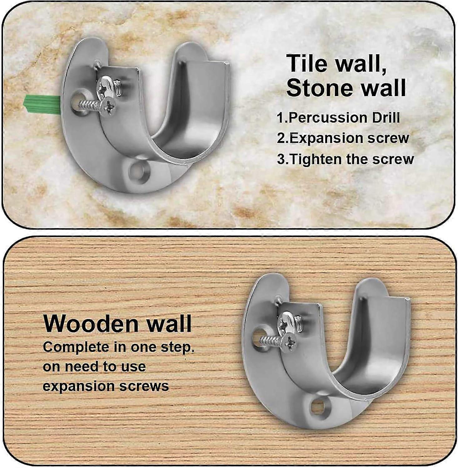 U Shaped Pole Bracket Set, 304 Stainless Steel U Pole Base Clamps for ...