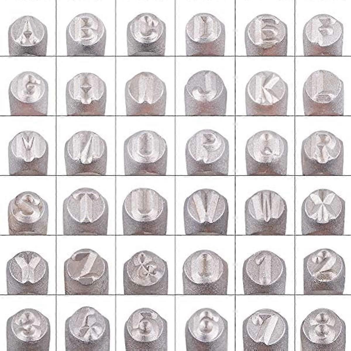 36pcs 4mm Electroplated Iron Number Alphabet Punch Set Uppercase ...
