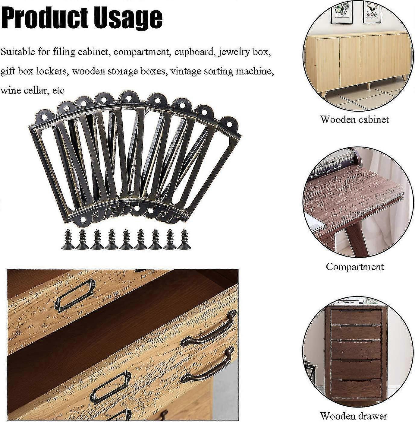 50 Pcs Metal Label Holders With Screws For Furniture Drawers Cabinet ...