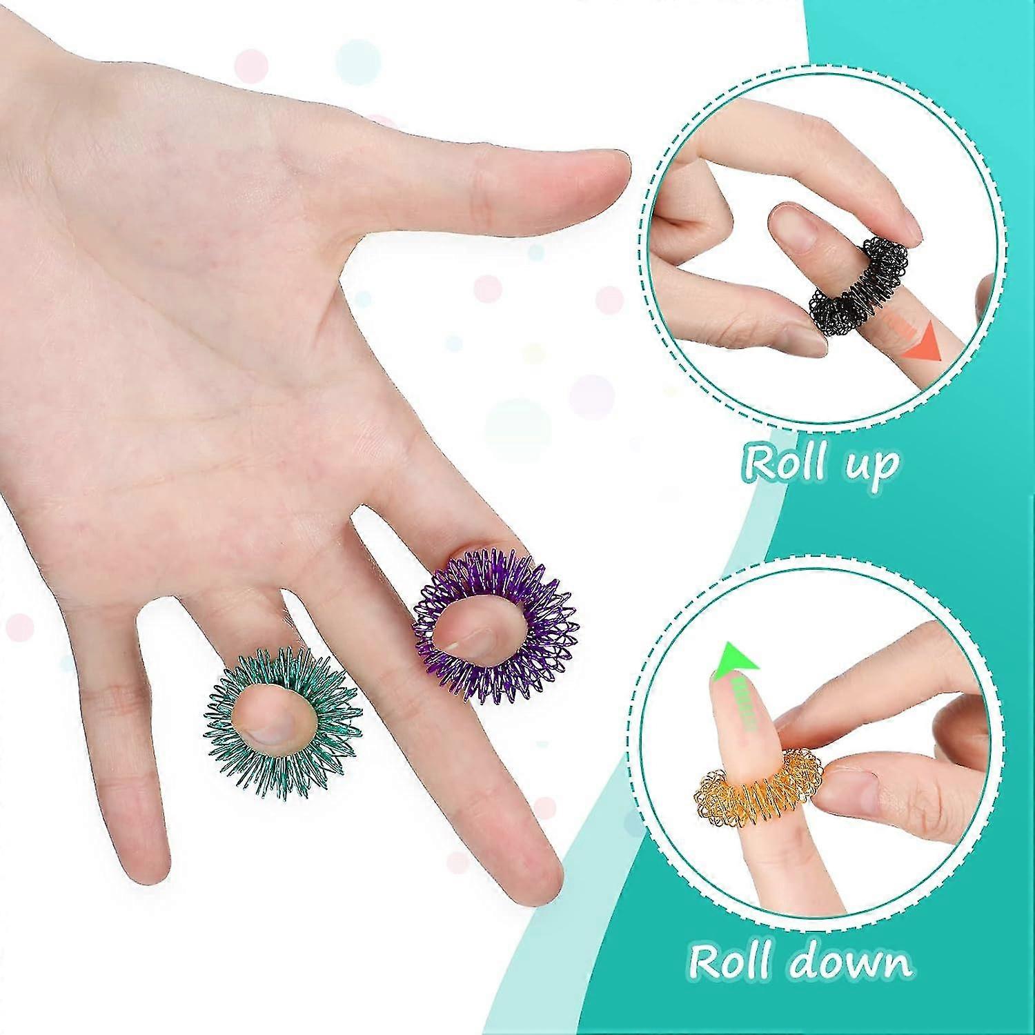 100 Pack Spiky Sensory Finger Rings, Acupressure Rings Spiky Sensory Finger Rings for Teens ...