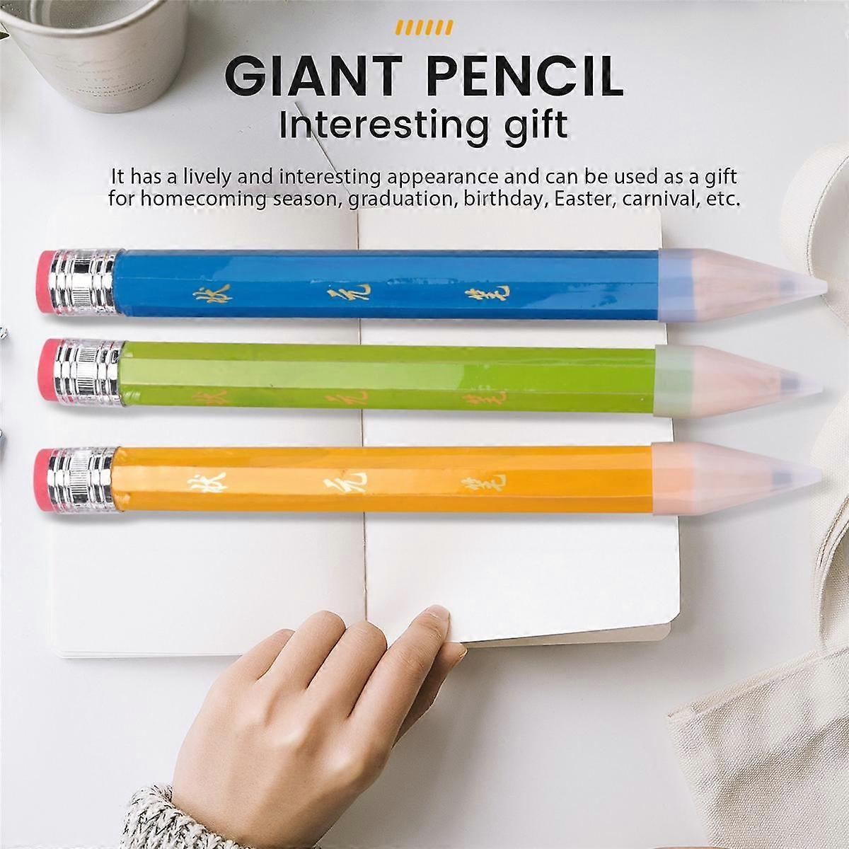 6 Pcs Wooden Jumbo Pencils for Prop, Funny Big Pencil Huge Giant Pencil ...