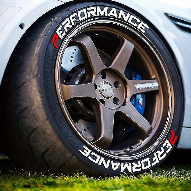 8pcs For 4 Tires Car Tire Letter Stickers PERFORMANCE 3D PVC Stickers ...