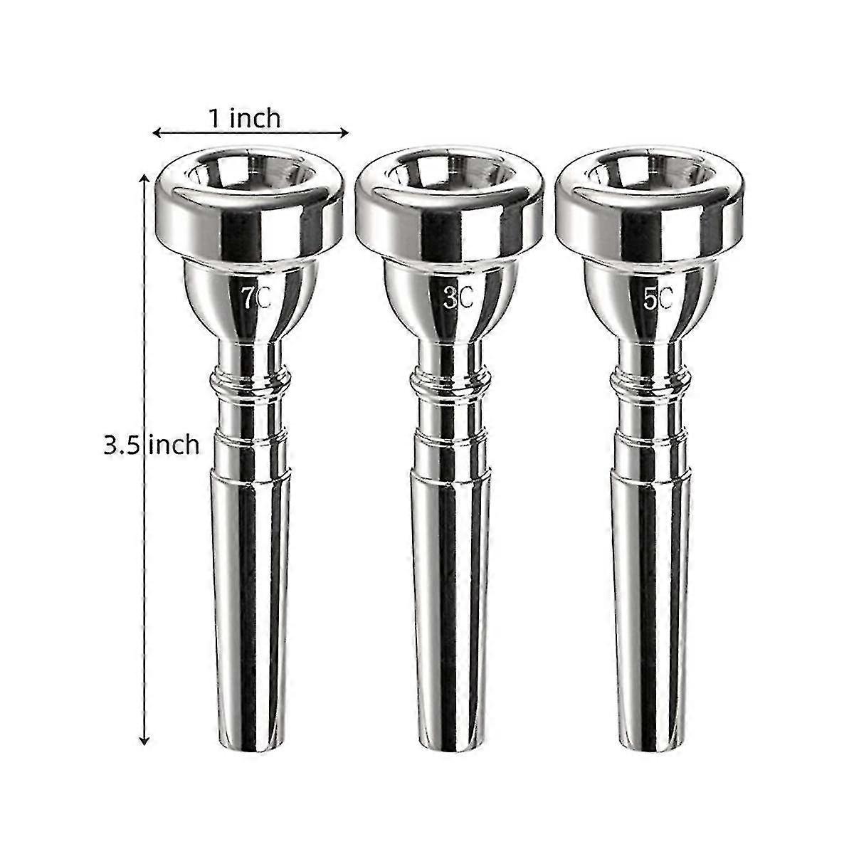 Trumpet Mouthpiece, 7c 5c 3c Silver Plated Mouthpiece for Beginners, Professional Players ...