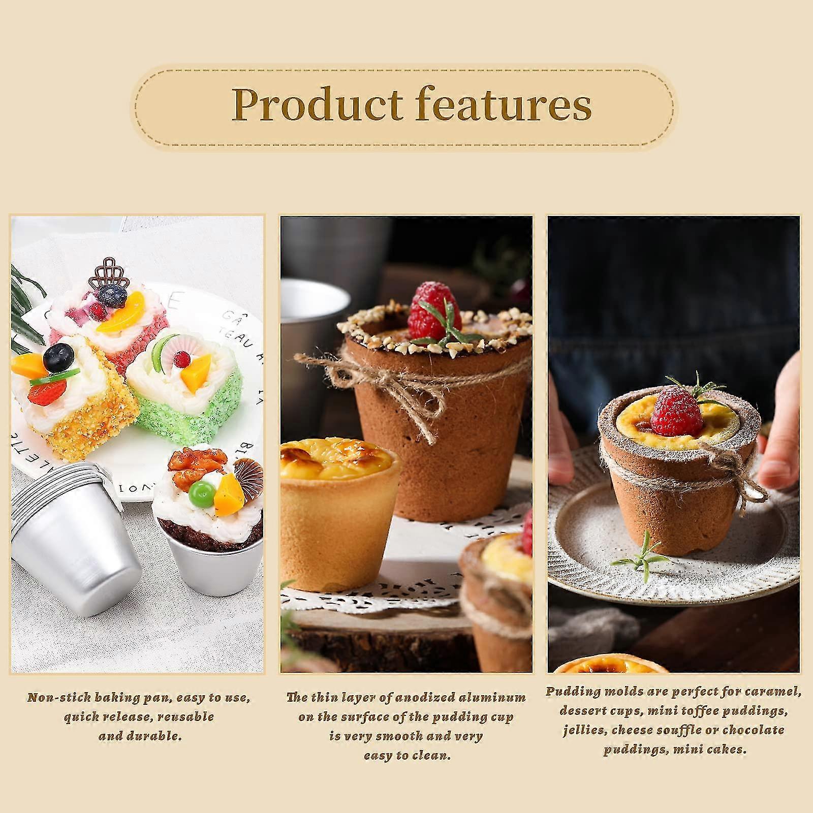 10pcs Pudding Moulds, 10pcs Aluminum Muffin Tin Dariole Moulds Nonstick ...