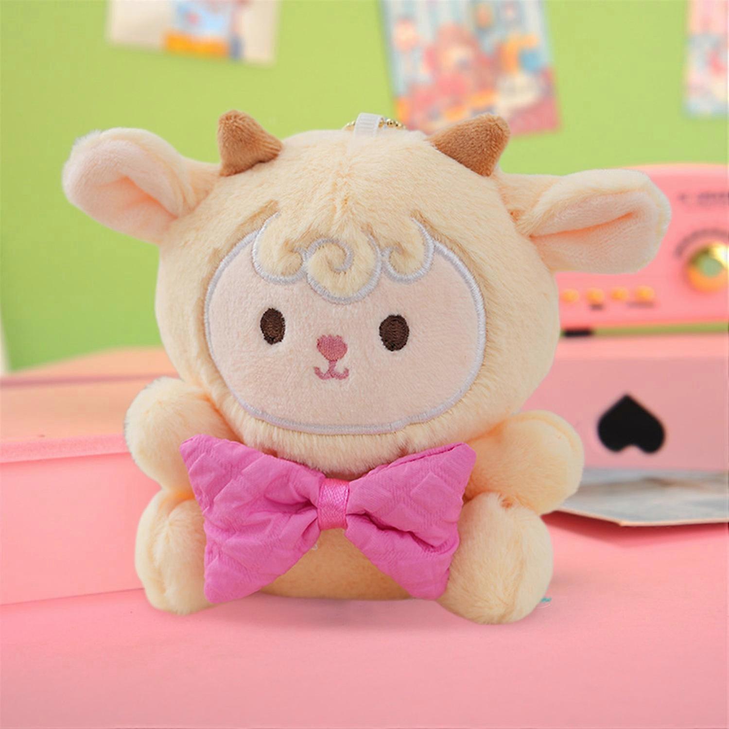 Cartoon Sheep Plush Toy with Bead Chain Stuffed Lamb Animal Plushie ...