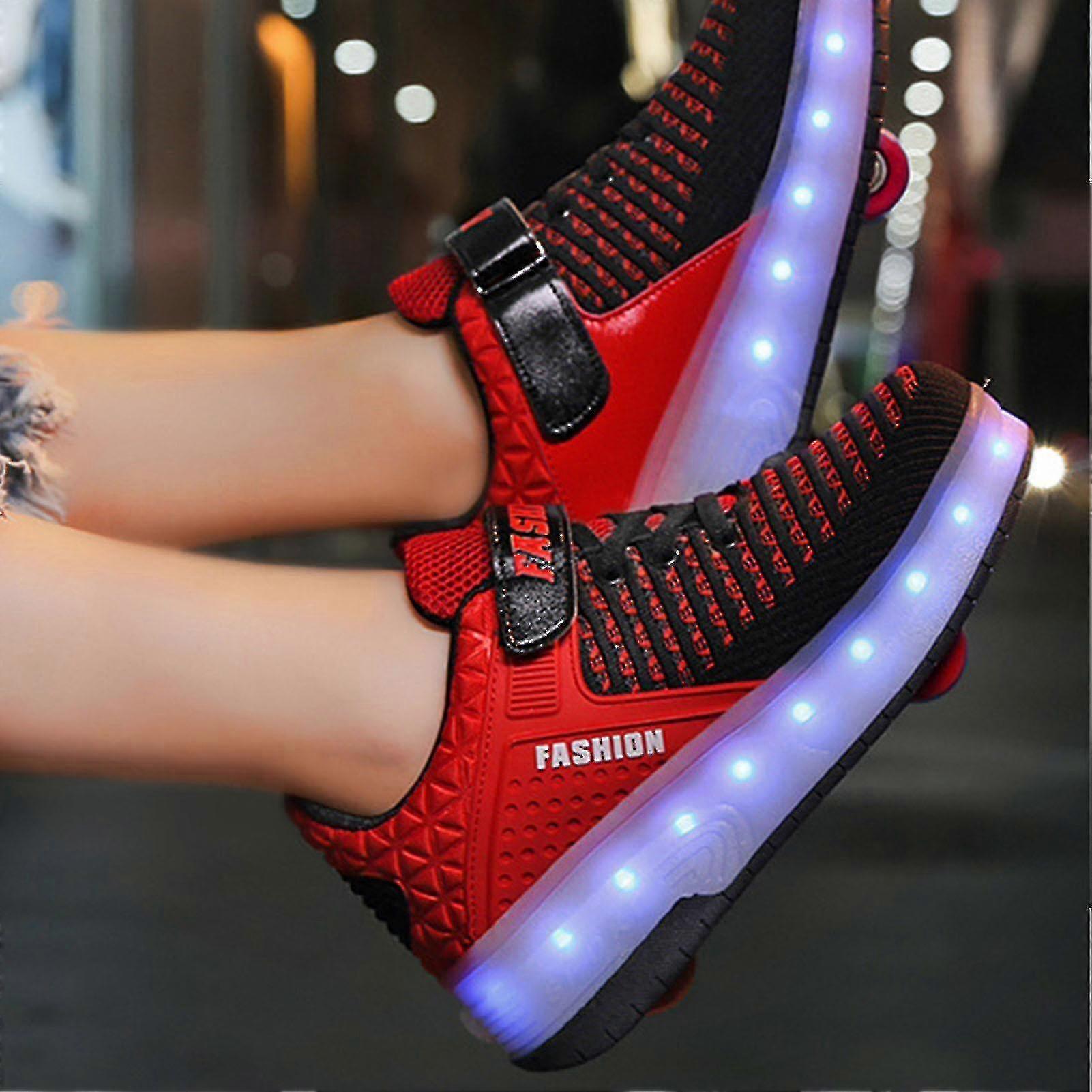 Roller Shoes With Wheels Usb Rechargeable Kids Led Fashion Sneakers ...