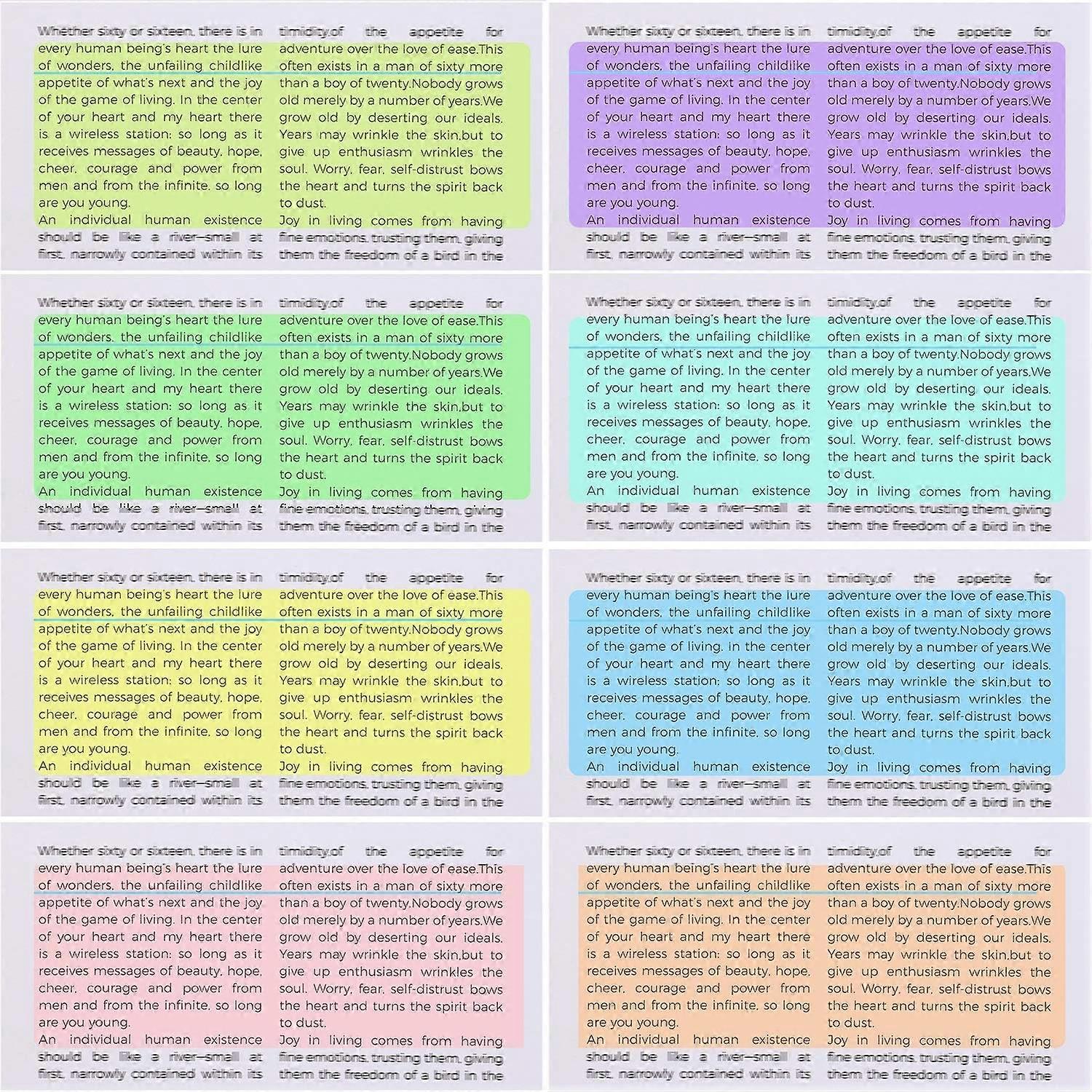 Pack of 8 Guided Reading Highlight Strips. Colorful overlaid reading ...