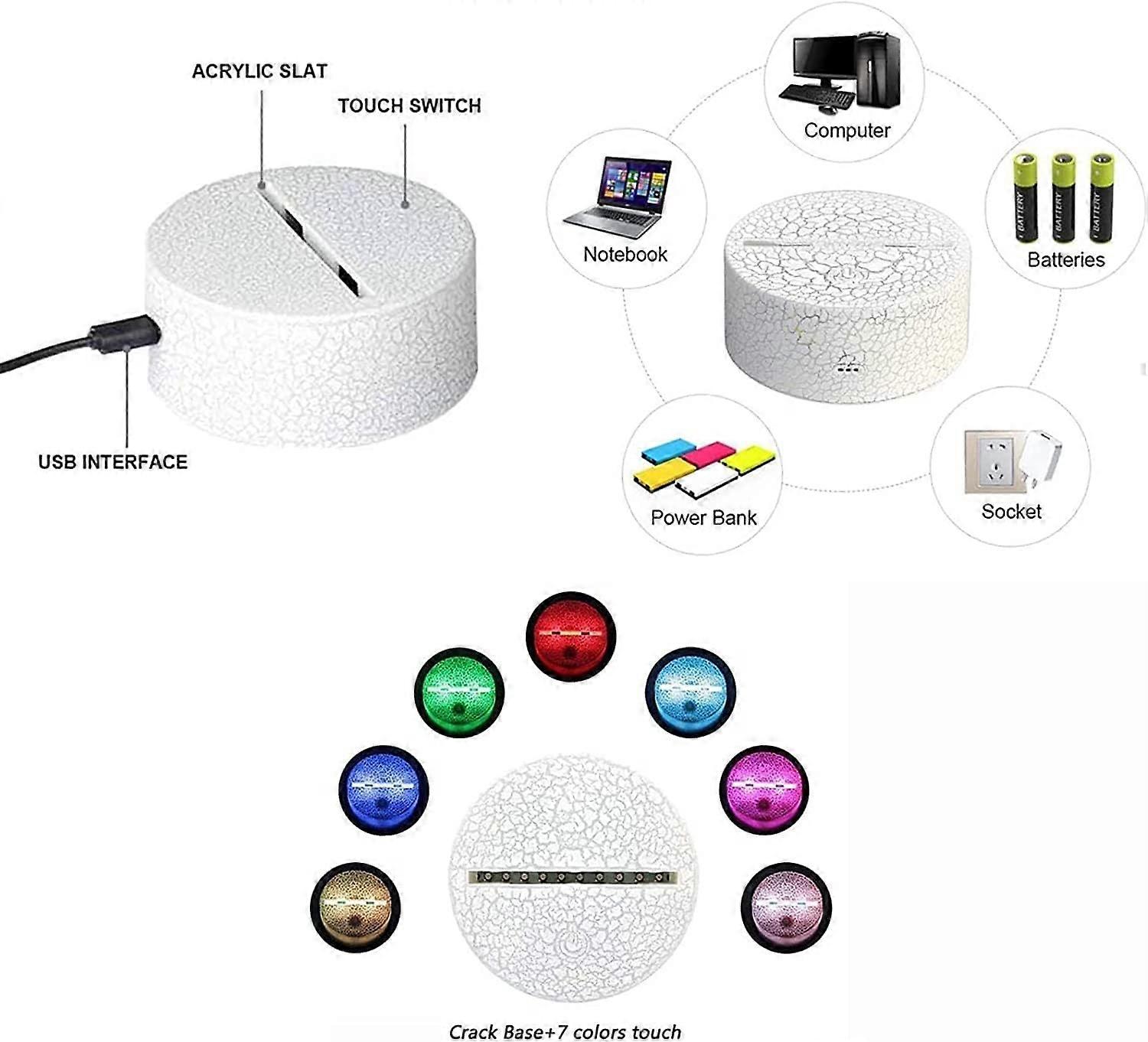 SHEN 3D Illusion Anime Lamp,7 Colors Changing 3D Illusion Anime Light ...