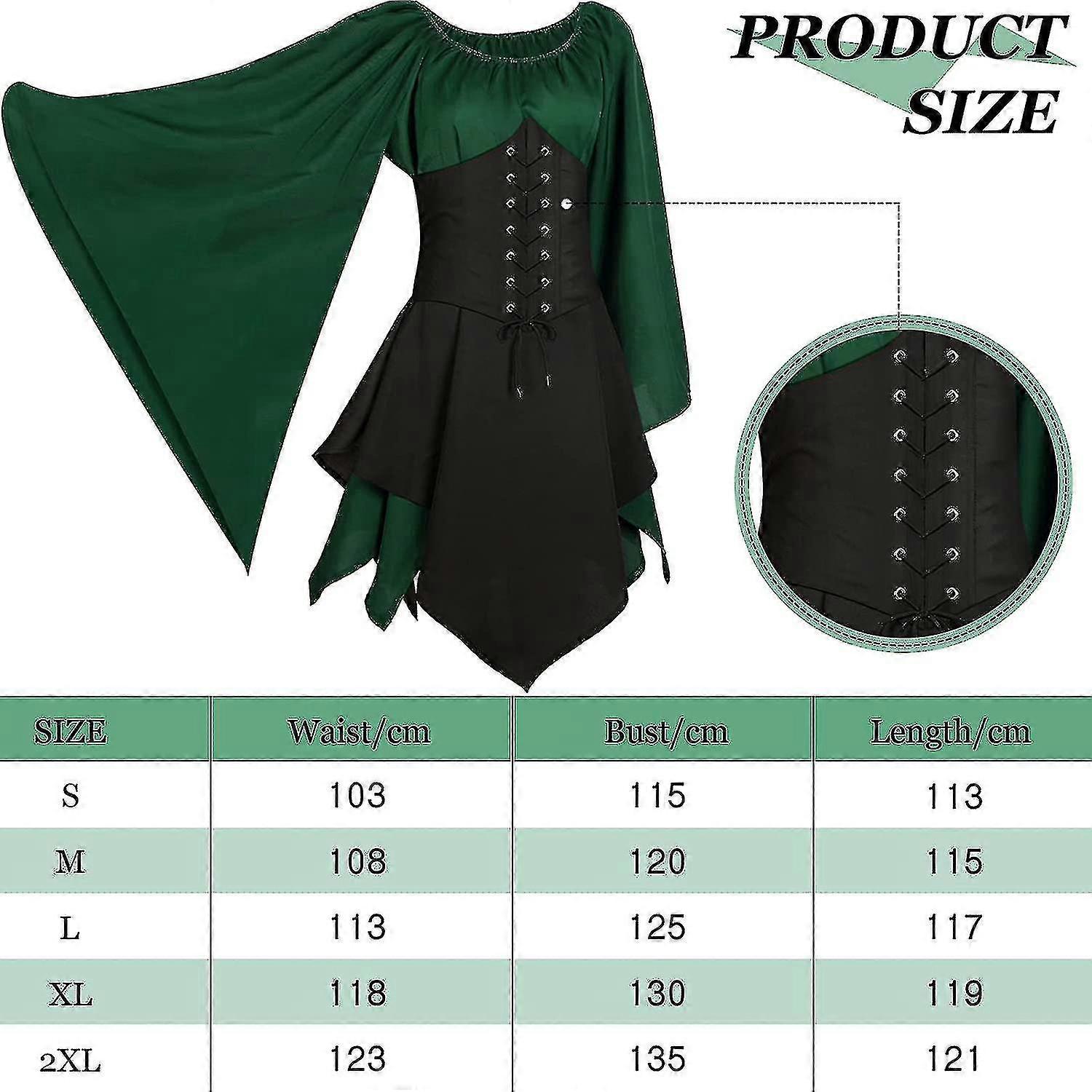 5 Packs Fairy Elf Costume Renaissance Traditional Irish Viking Dress ...