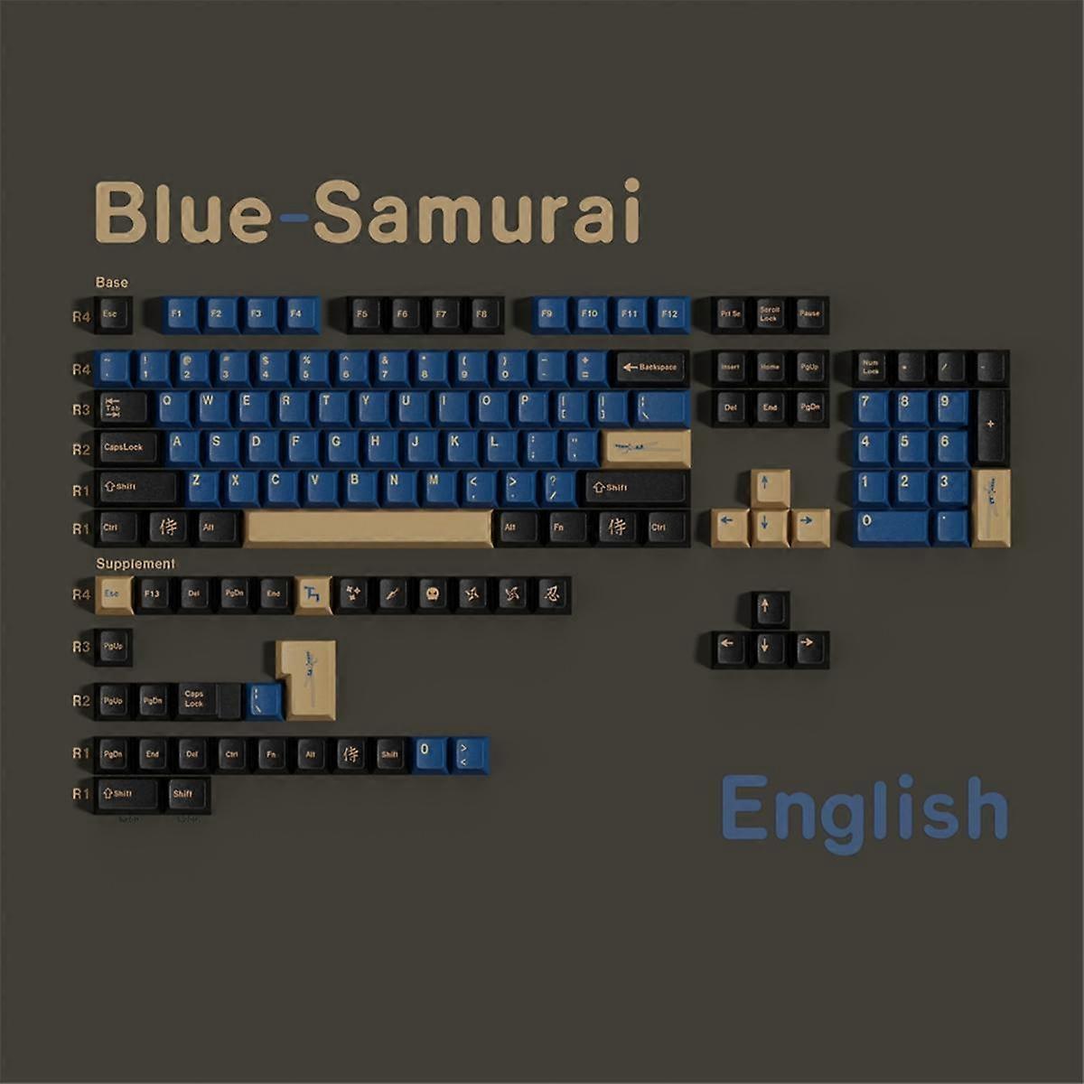 Keycaps Pbt Cherry Profile Blue Samurai Big Set Key Caps English Key ...