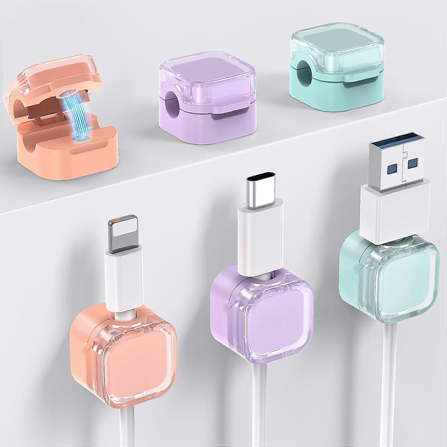 Magnetic Cable Organizer 6 Pack Strong Adhesive Hide Cable Cord Keeper ...