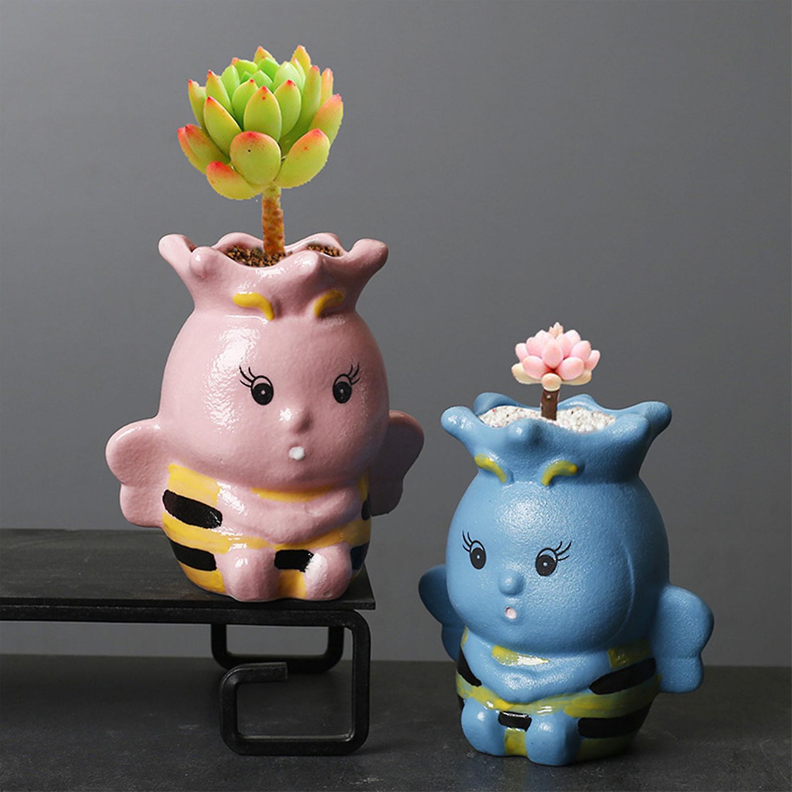 For Creative Cute Bee Ceramic Succulent Small Plant Pot Mini Flower ...