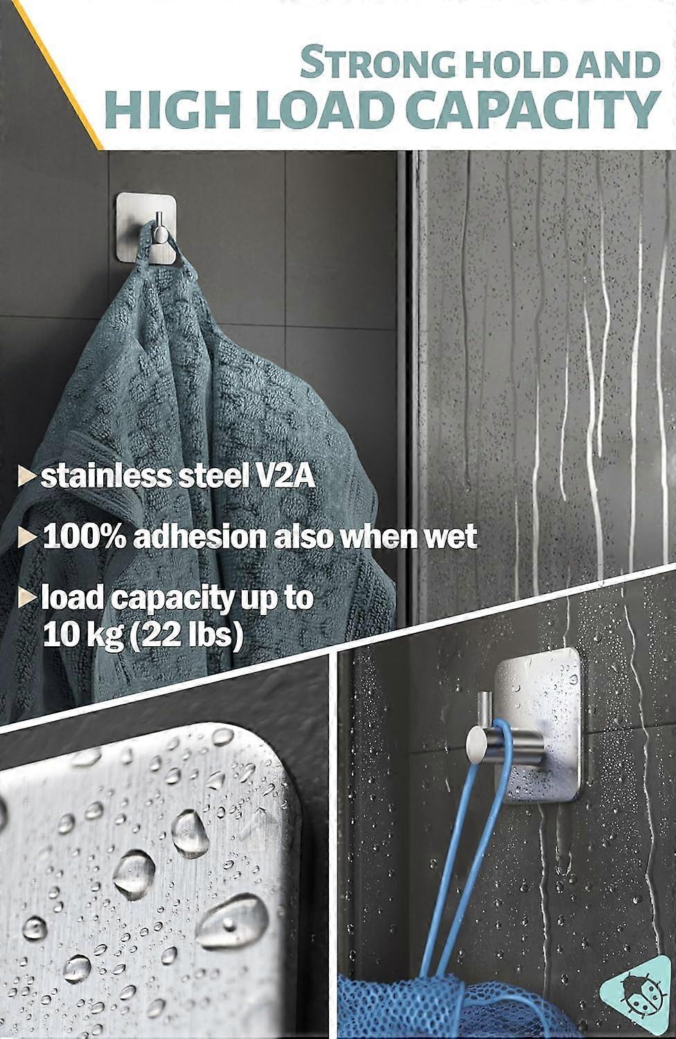 Self adhesive hooks, set of 6 strong stick on hooks, sticky hooks for ...