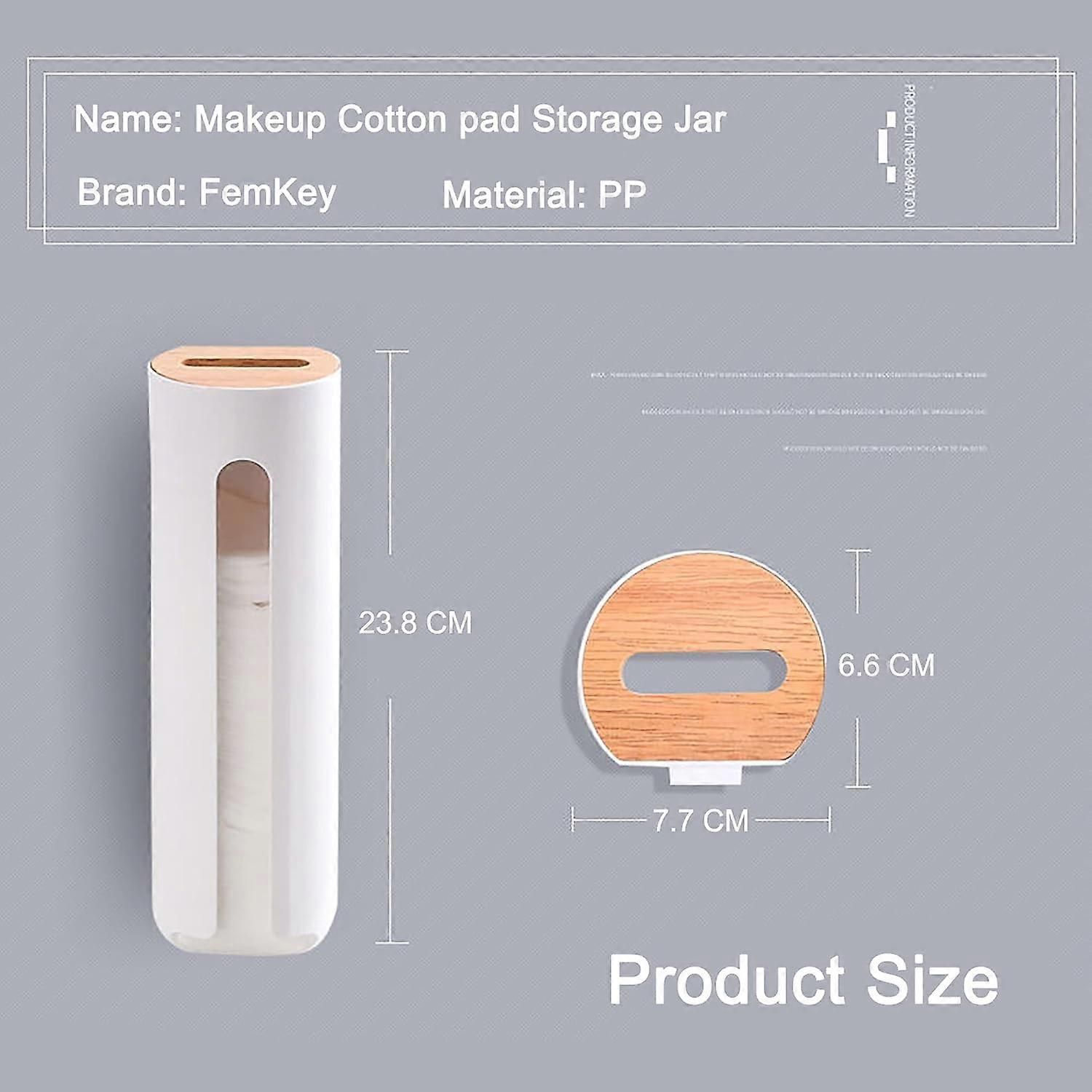 Cotton Pad Storage, Wall Mounted Cotton Pad Dispenser with Wooden Lid ...