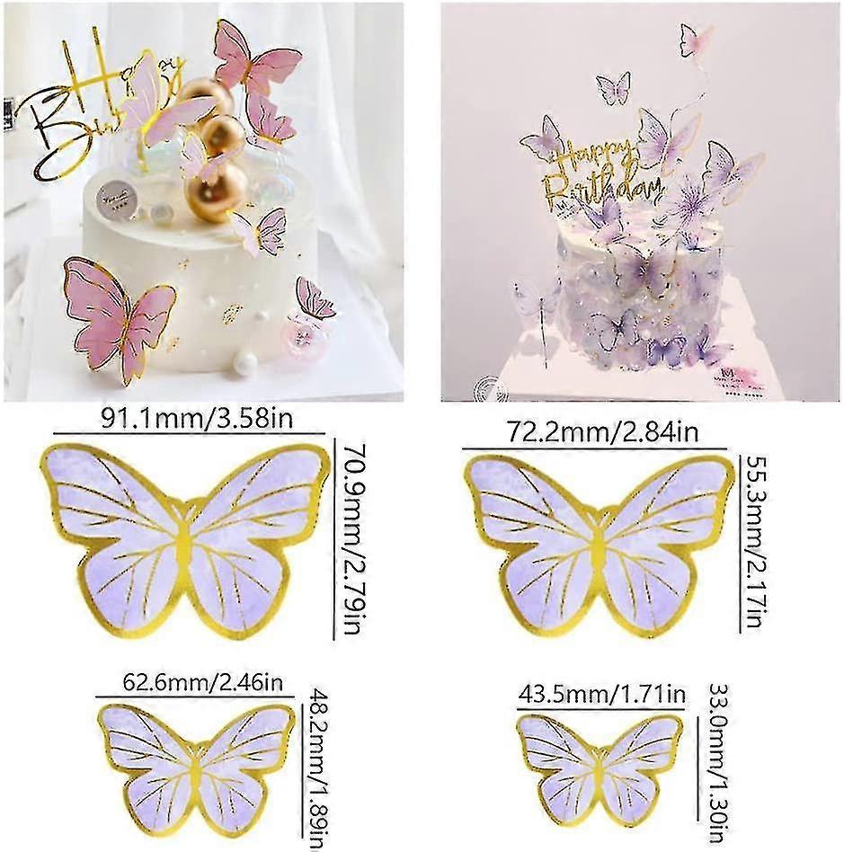 100 Pcs Butterfly Cake Topper Glitter Butterfly Cake Topper,cupcake ...