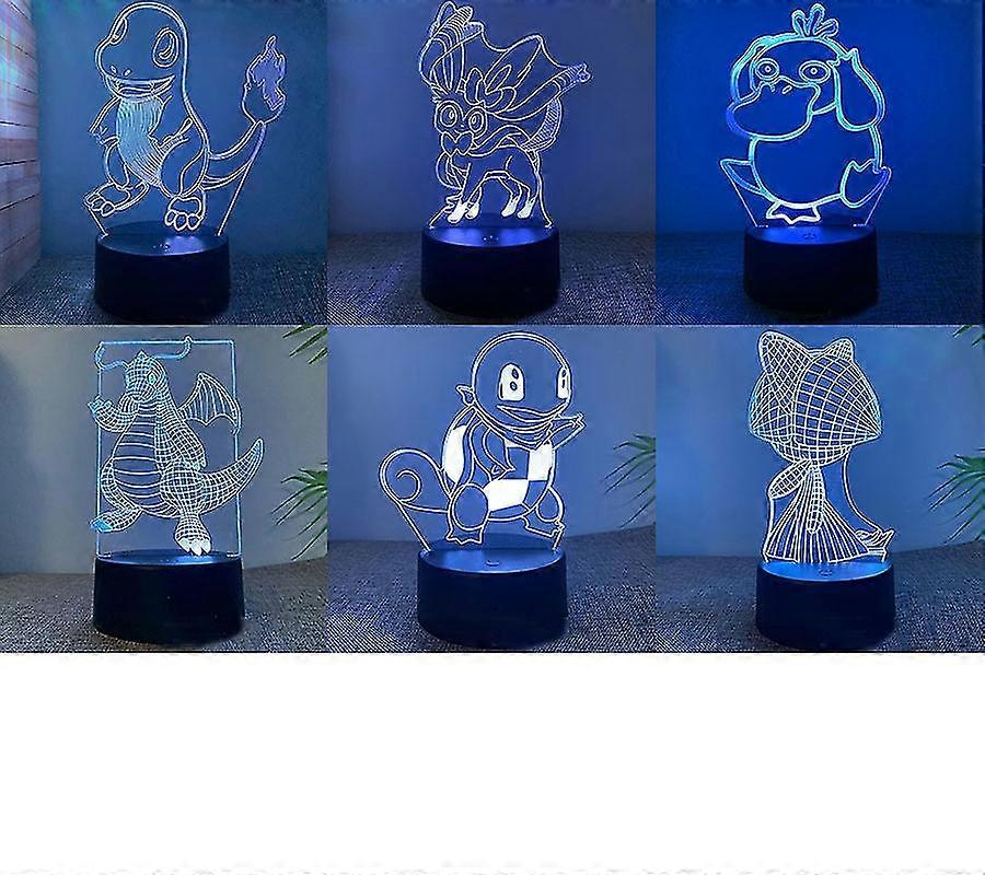 Anime Figures Night Light Manga Pocket Monsters Pikachu Gengar Acrylic ...