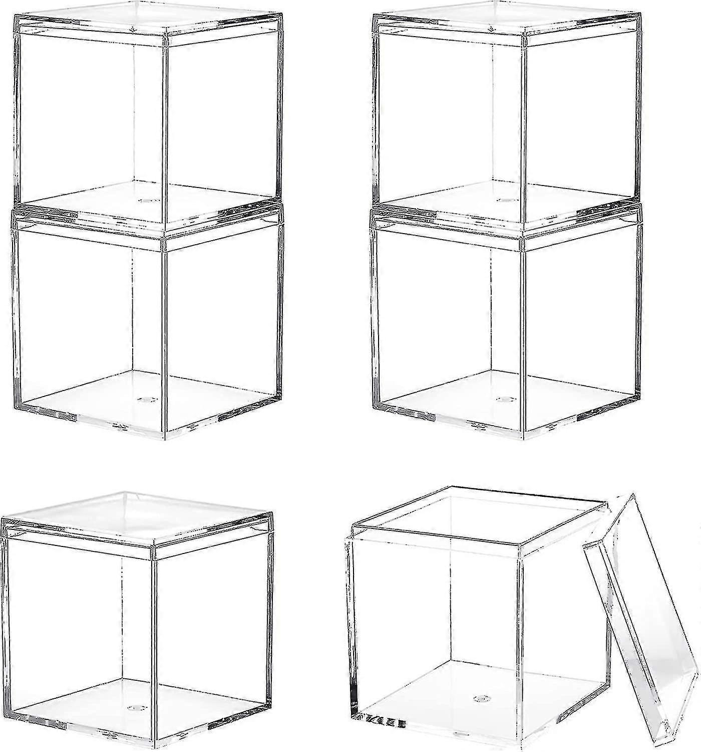 Clear Acrylic Plastic Cube (4 Pack) - Small Size for Display or Storage ...