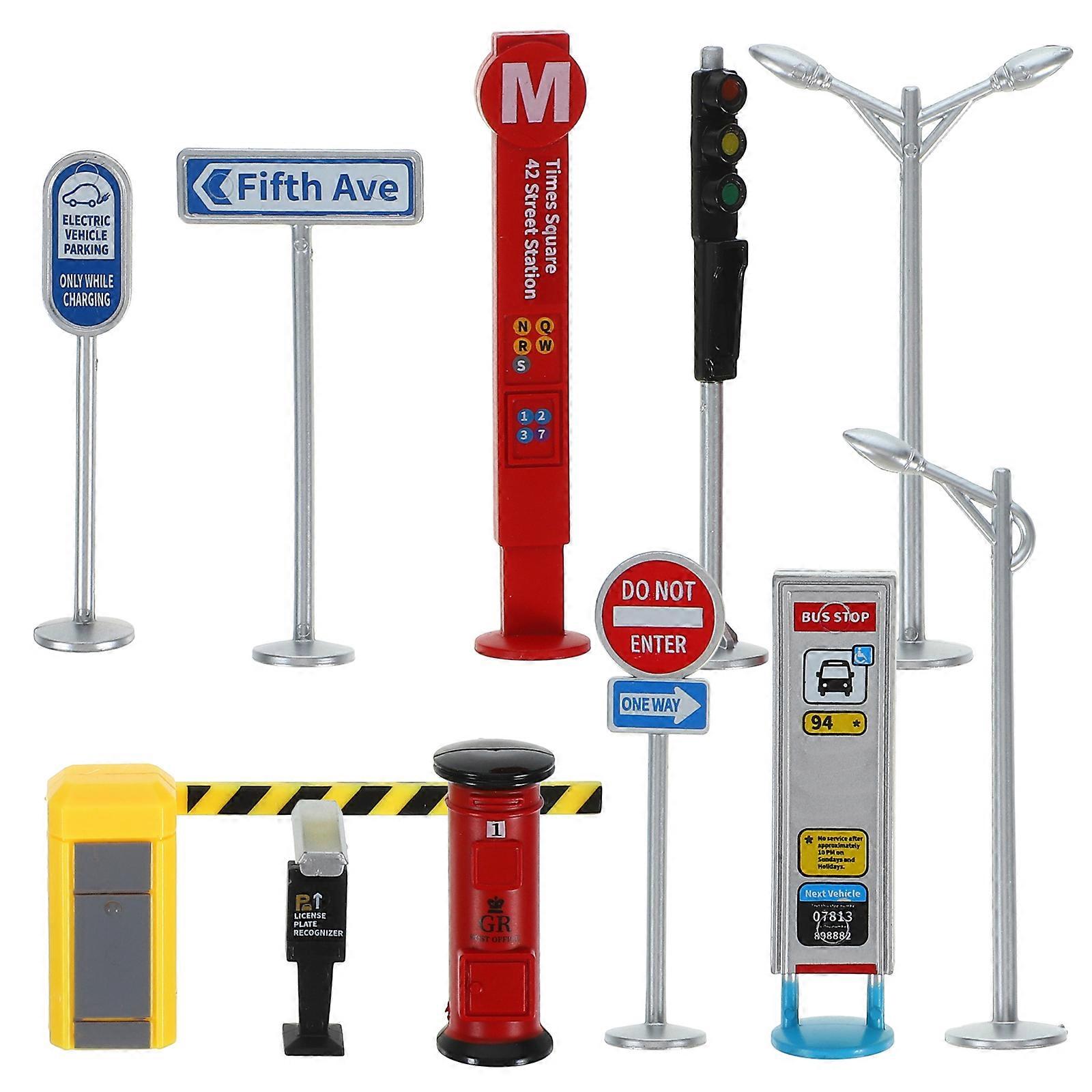 1 set of Play Traffic Signs Street Signs Playset for Kids Play Traffic ...