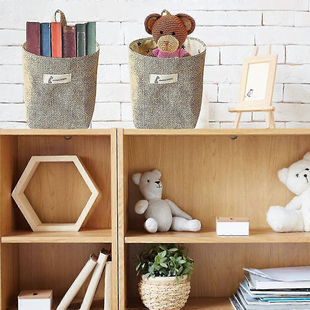 Cotton And Linen Storage Basket, 3pcs Linen Foldable Storage Box ...