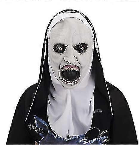 Nun Scary Latex Mask Halloween Party Town Nun Mask Cosplay Costume Full ...