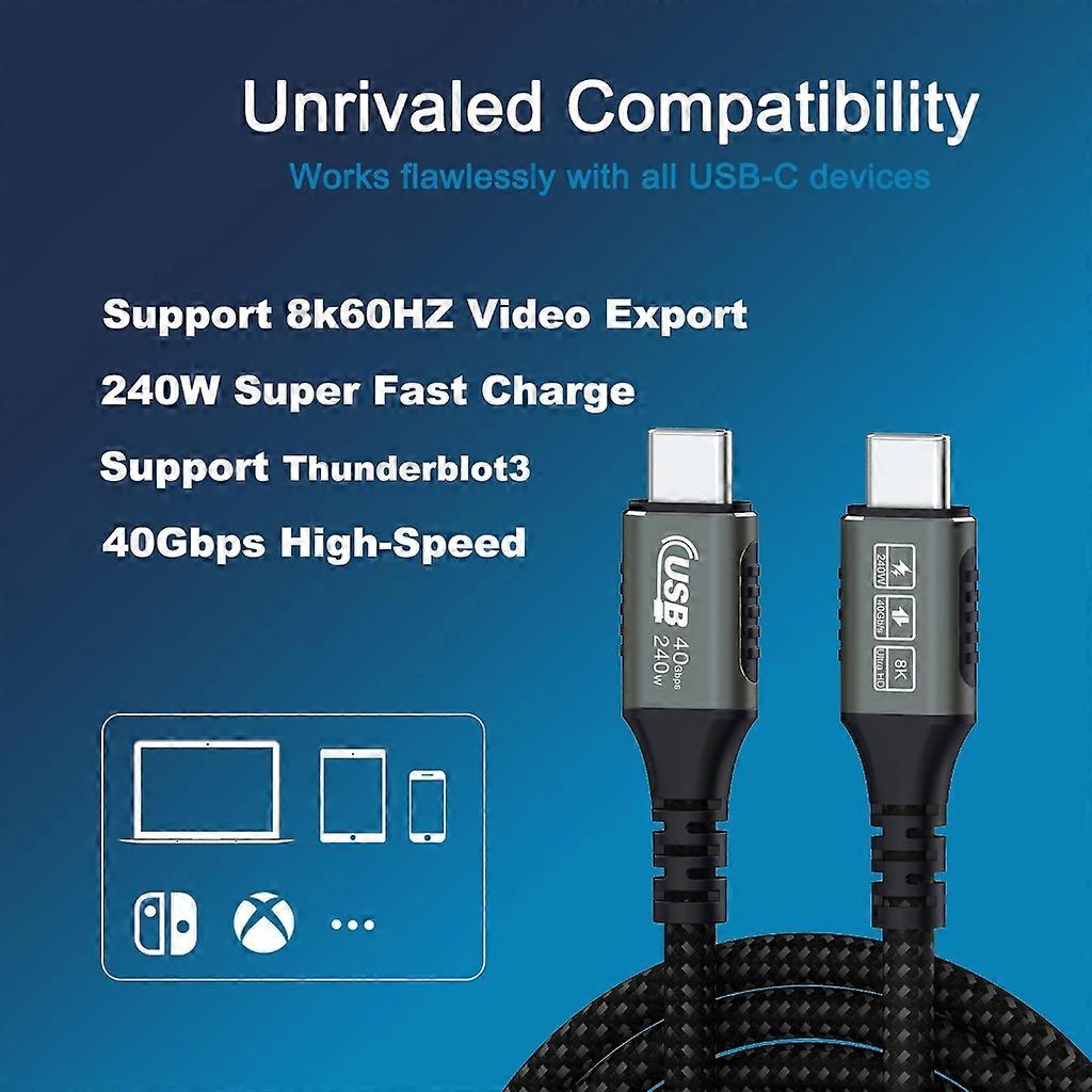 240W USB4.0 Type-C Cable Power Line 40Gb 8K60Hz Usb-C to USB-C For Phone Laptop | Fruugo UK