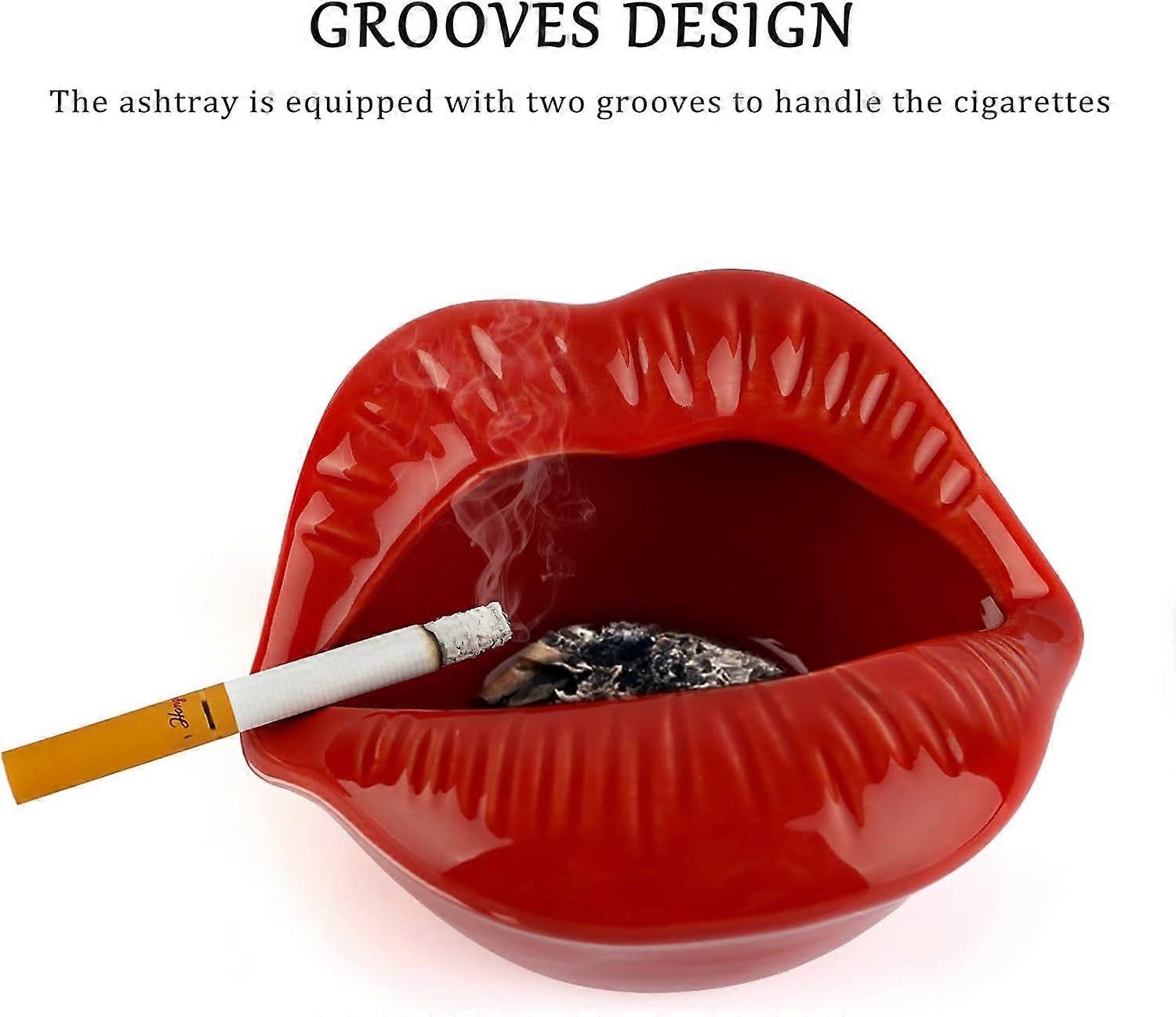Creative Ceramic Cigarette Ashtray with Lips Style Fashion Home Decor ...