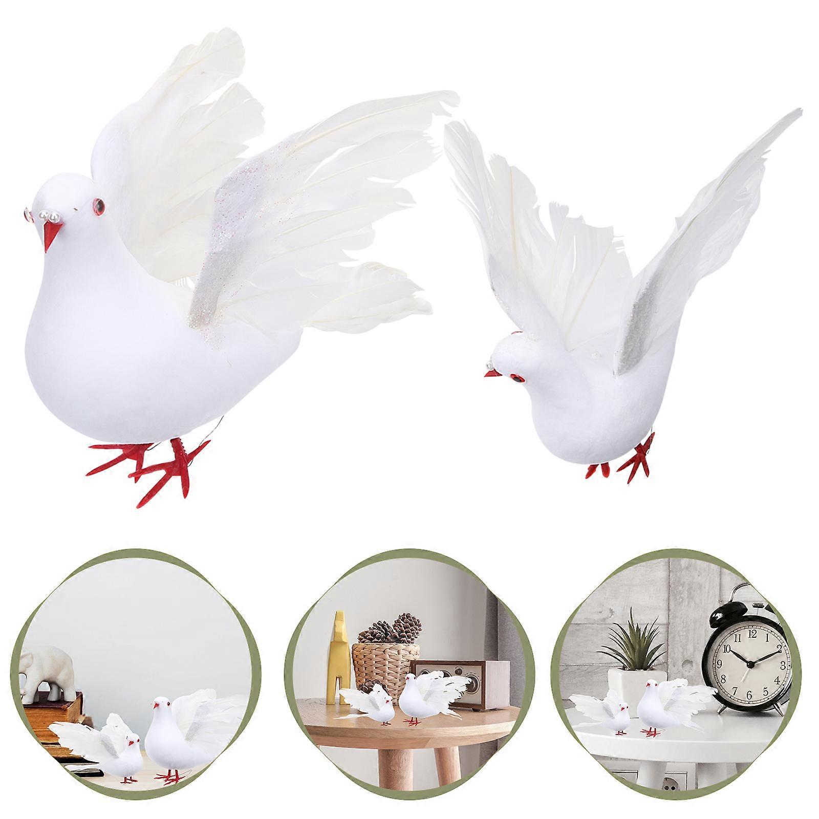 2pcs Artificial Feathered Pigeon Fake Dove Artificial Foam Bird for ...