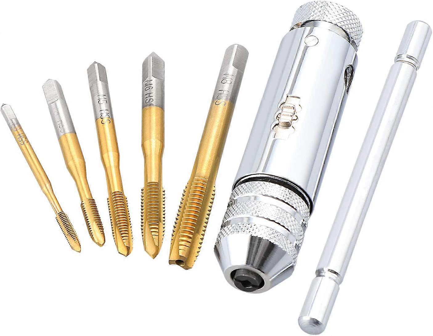 Hand Taps, Adjustable Tap Wrench, T-Handle Tap Holder Wrench with 5pcs ...