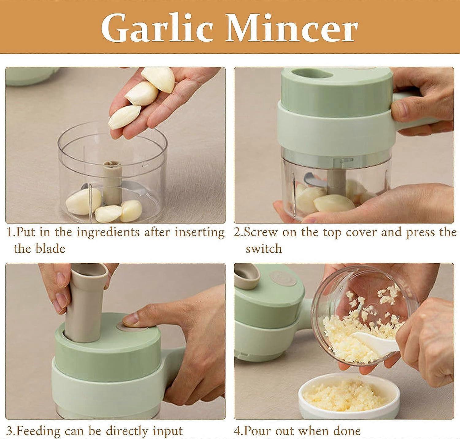 4 in 1 Handheld Electric Vegetable Chopper Set, Cordless Food Chopper ...