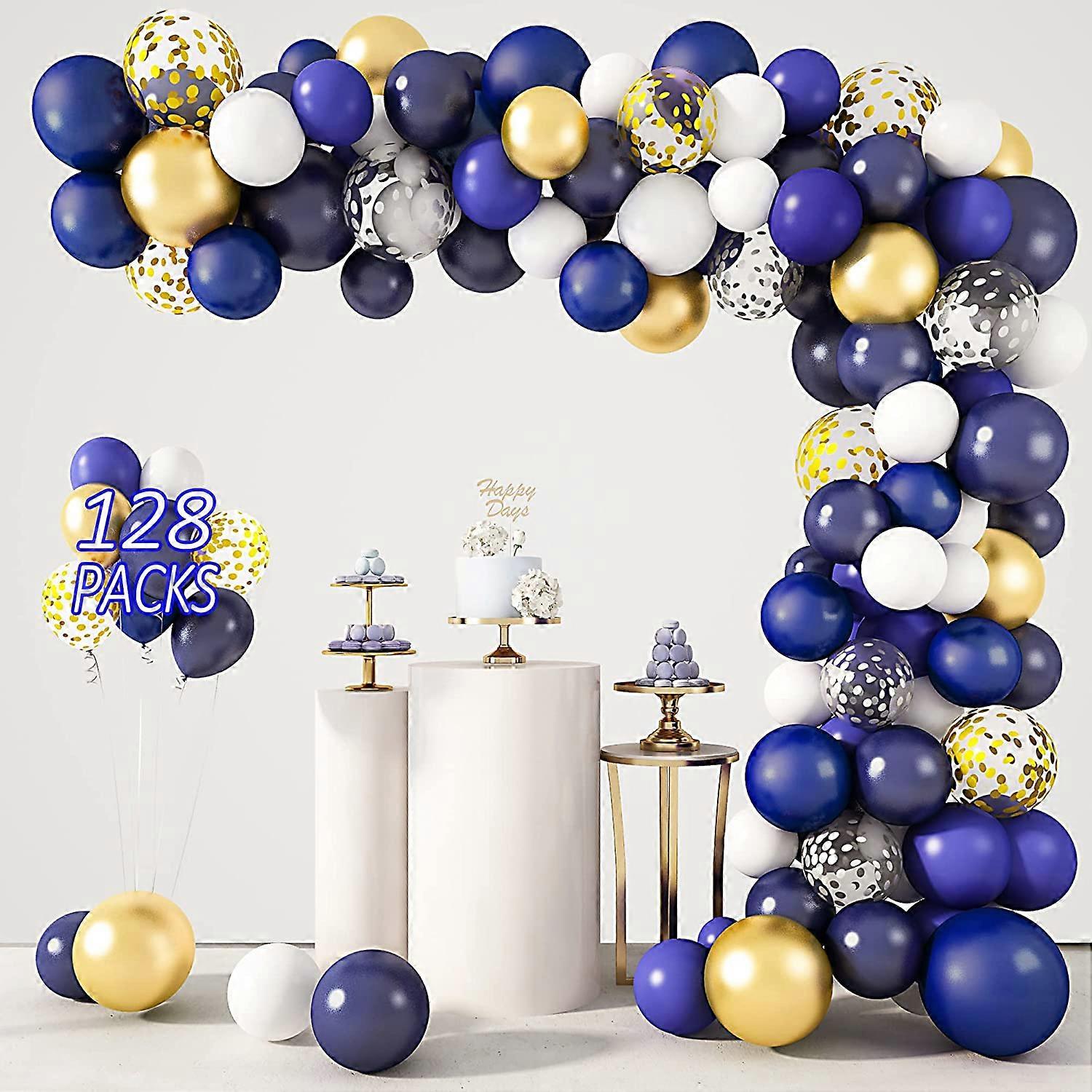 128 Pcs Navy Blue Balloon Arch Kit, Navy And Gold Balloon Garland Kit ...