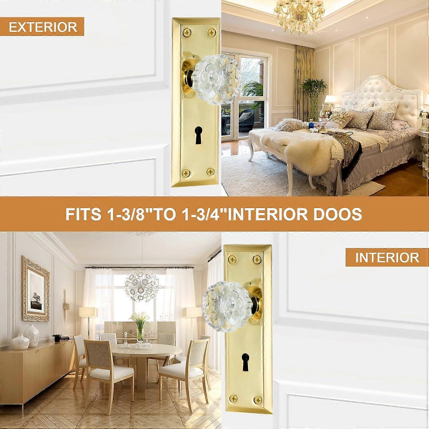 Gold Mortise Lock, Antique Style, Crystal Glass Design | Fruugo UK