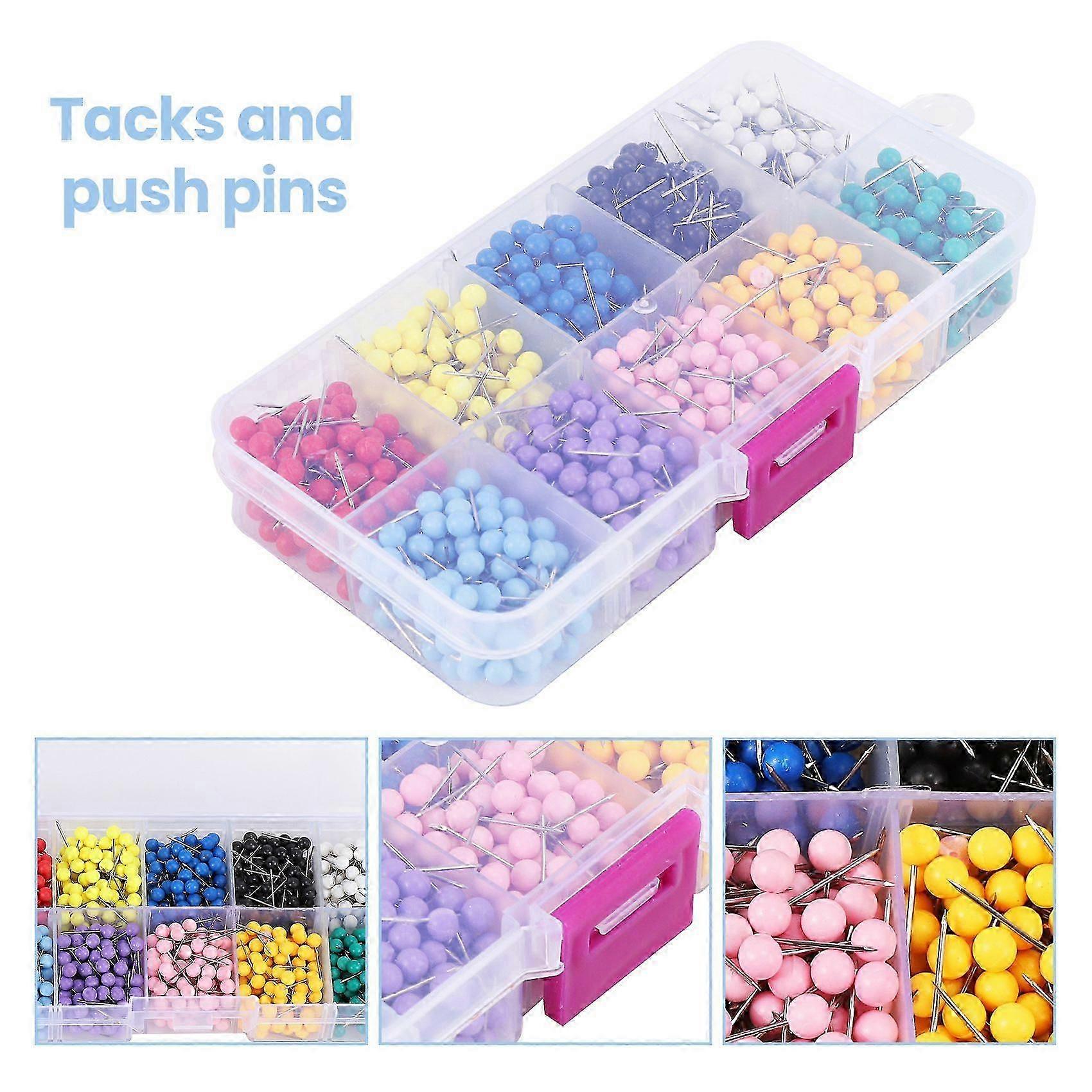 1000 Pcs Map Tacks Push Pins Plastic Head with Steel Point Cork,Board ...