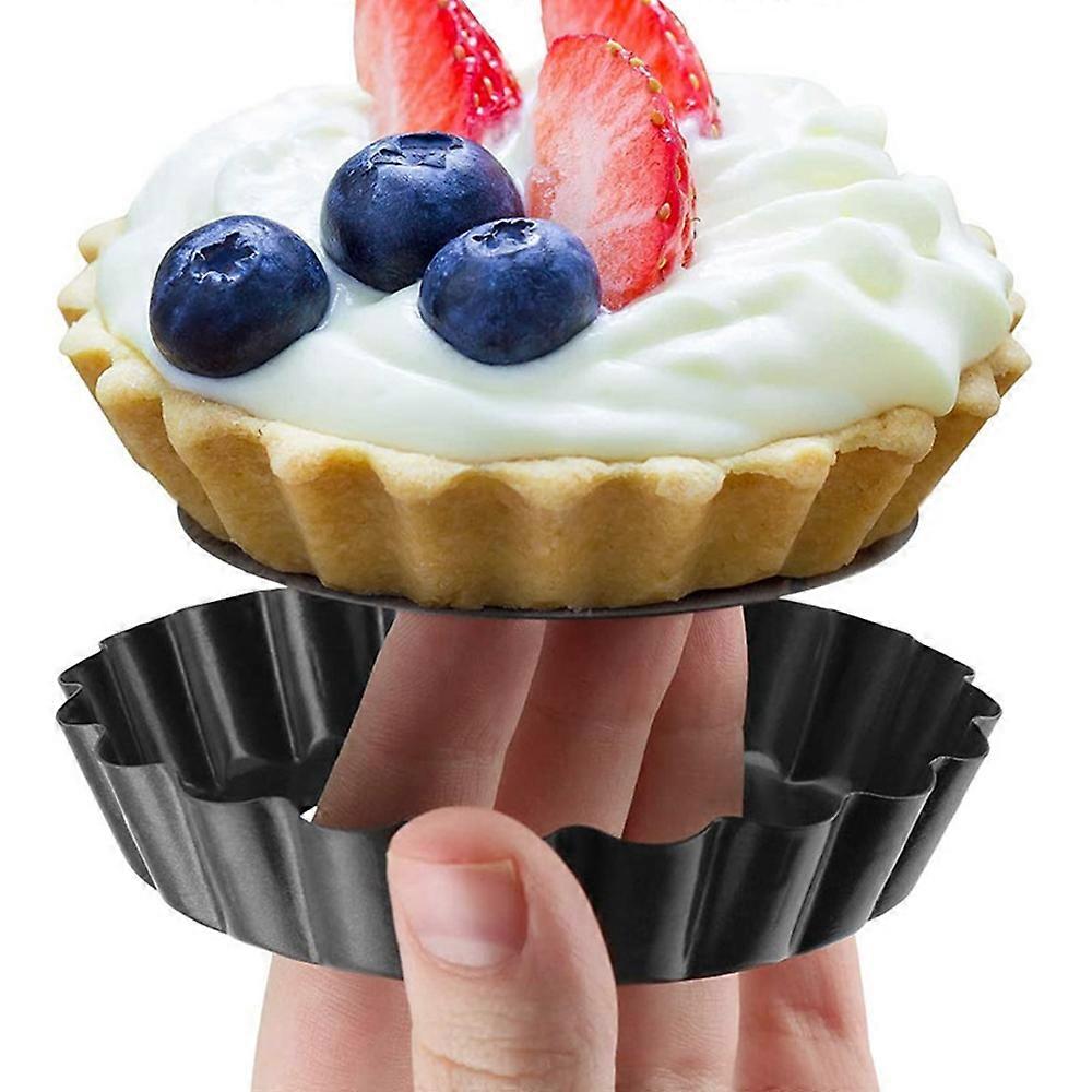 8 PCS 4 Inch Mini Tart Pan,Non-Stick Quiche Pan,Tart Pan with Removable ...