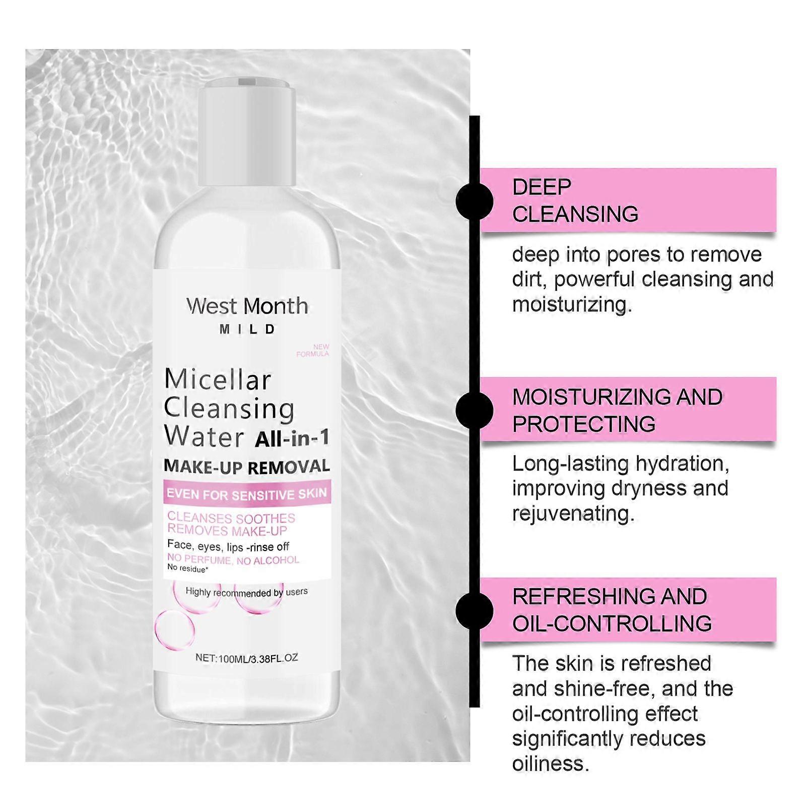 Micellar Cleansing Water, Hydrating Facial Cleanser & Makeup Remover, Suitable for Sensitive ...