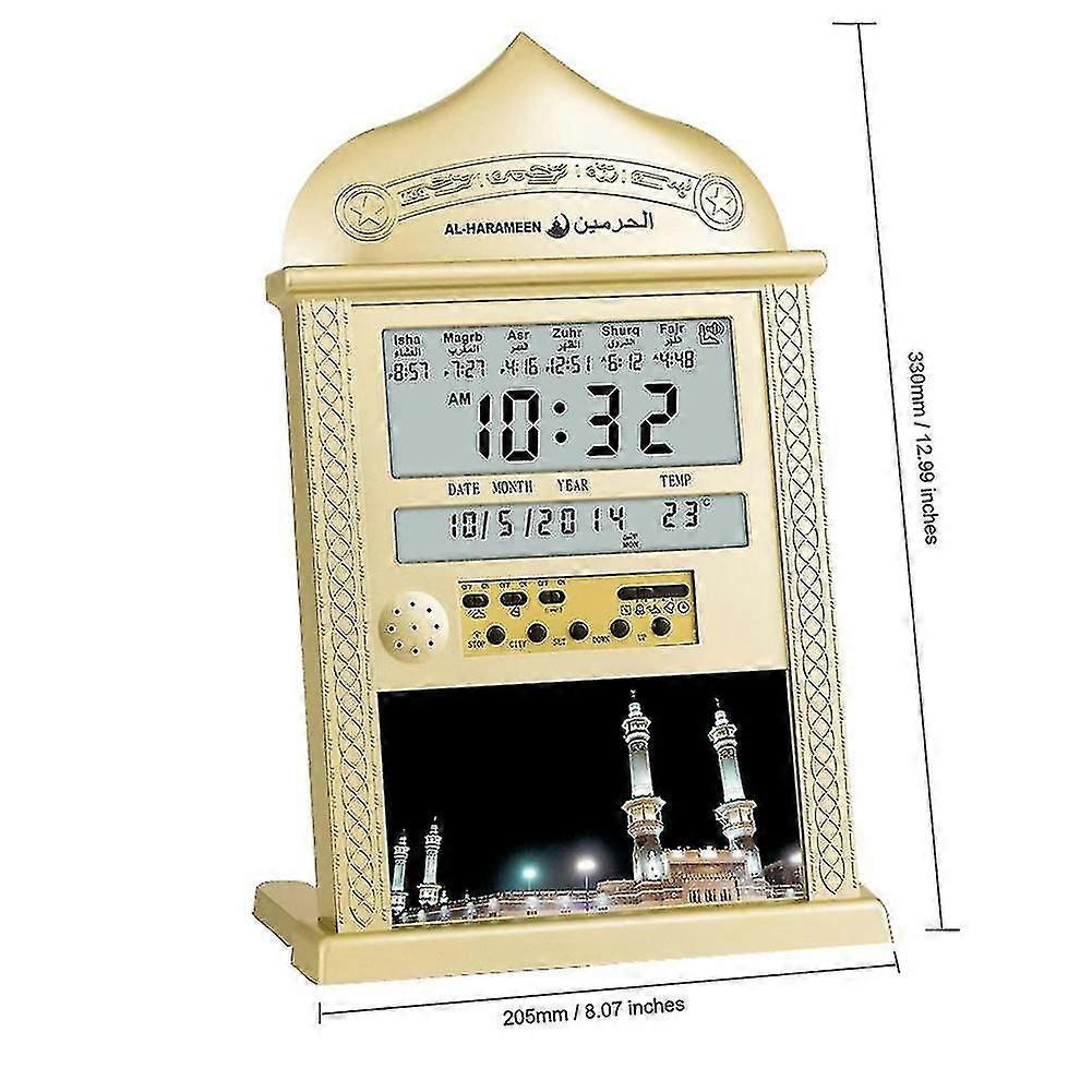 Azan Alarm Prayer Clock with Islamic Calendar, Muslim Prayer Times Wall ...