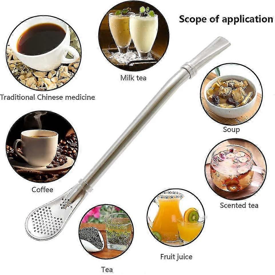 Stainless Steel Straw Spoon With Long Handle Strainer For Drinking Tea ...