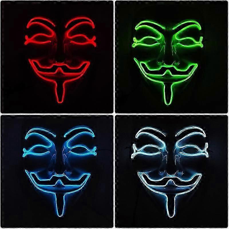 Luminous Light Up V For Mask Cosplay Guy Fawkes Hacker EL Wire Glowing ...