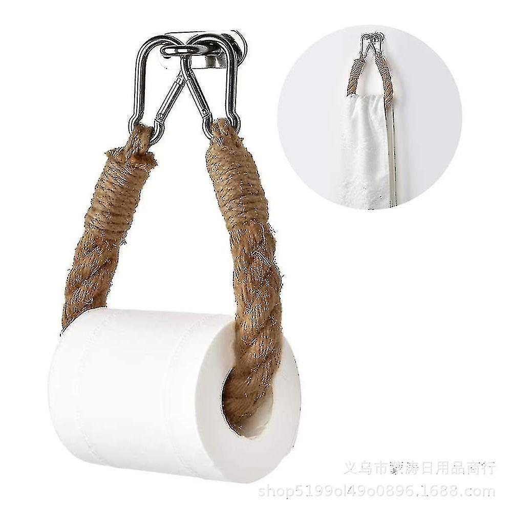 Set Of 2 Cord Toilet Paper Holder, Hemp Rope Towel Holder Vintage Wood ...