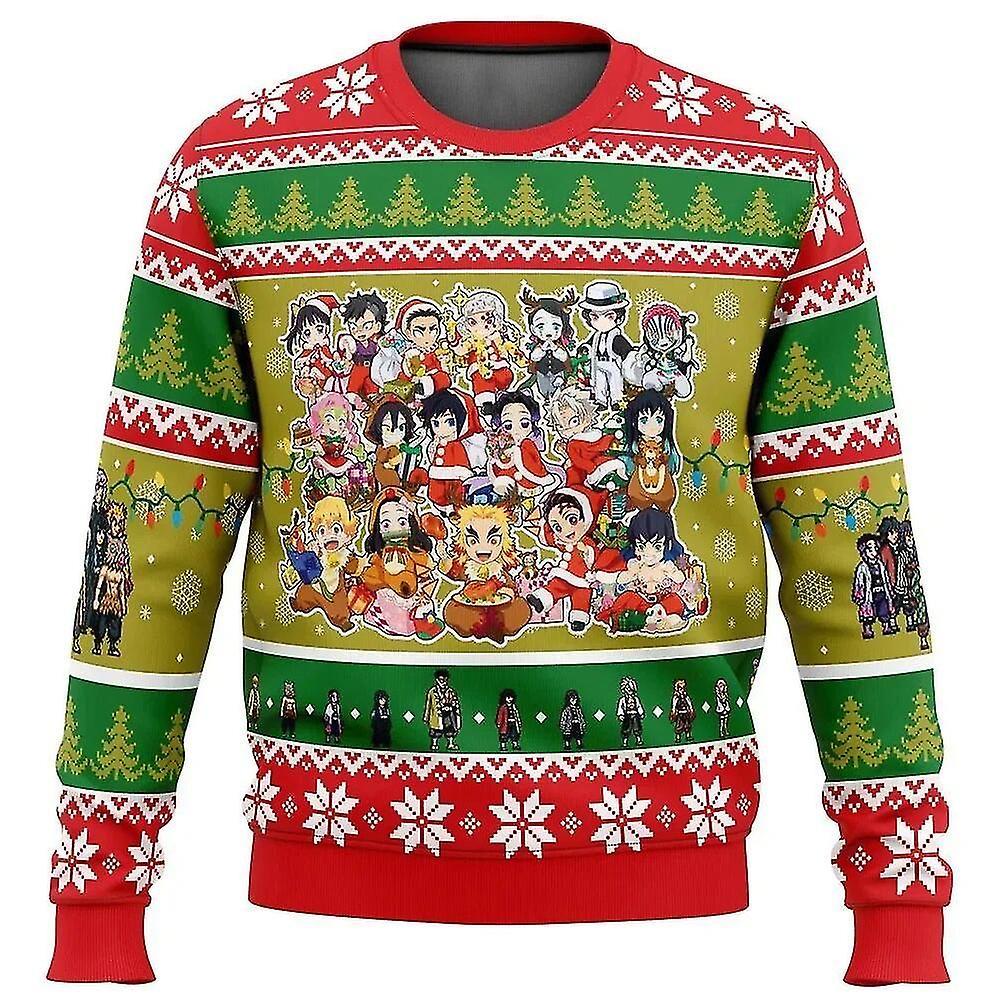 Fire Rengoku Demon Slayer Christmas Sweater Gift Santa Claus Pullover ...